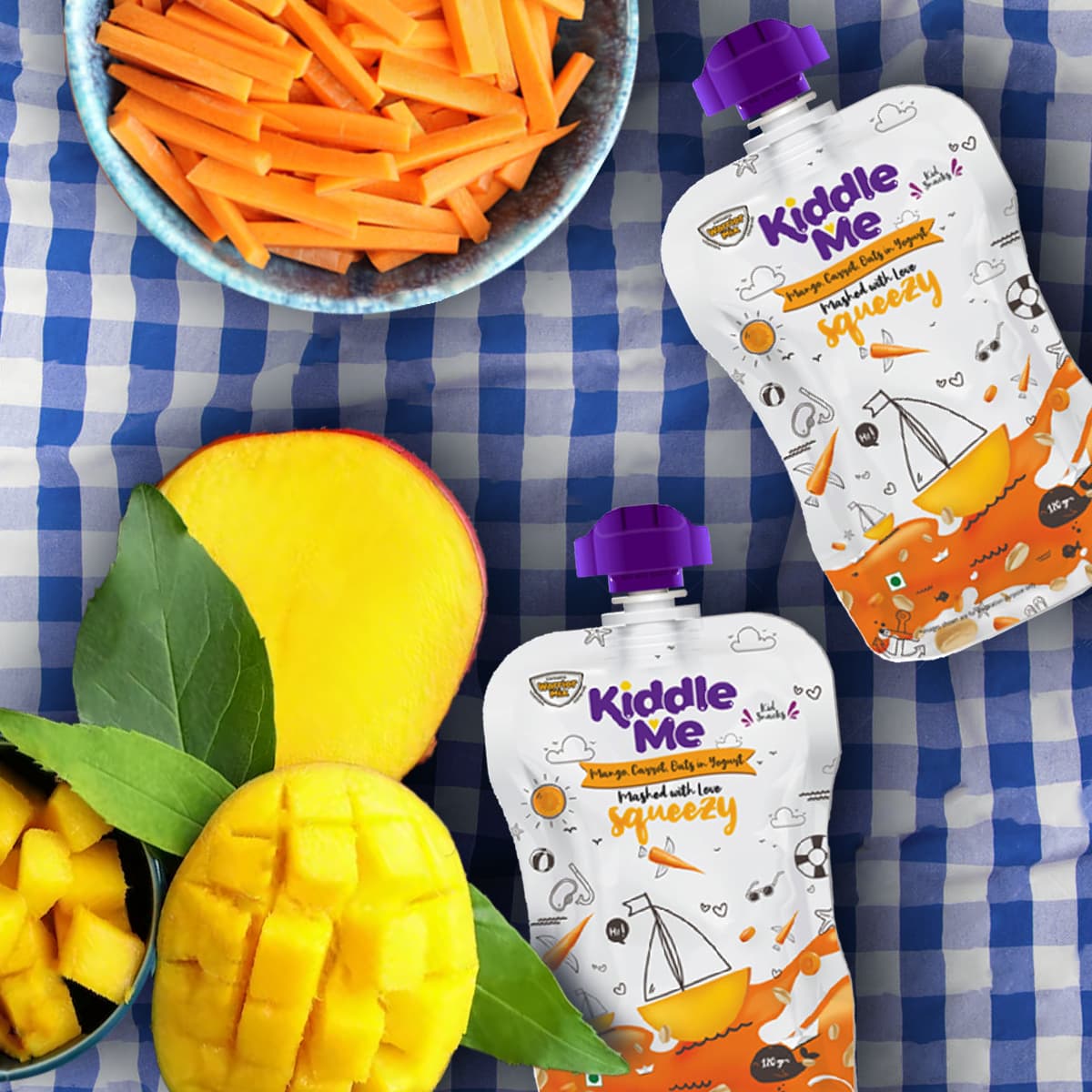 Yogurt Squeezy, Mango, Carrots & Oats | 120g Each - Pack of 6 – LiL ...