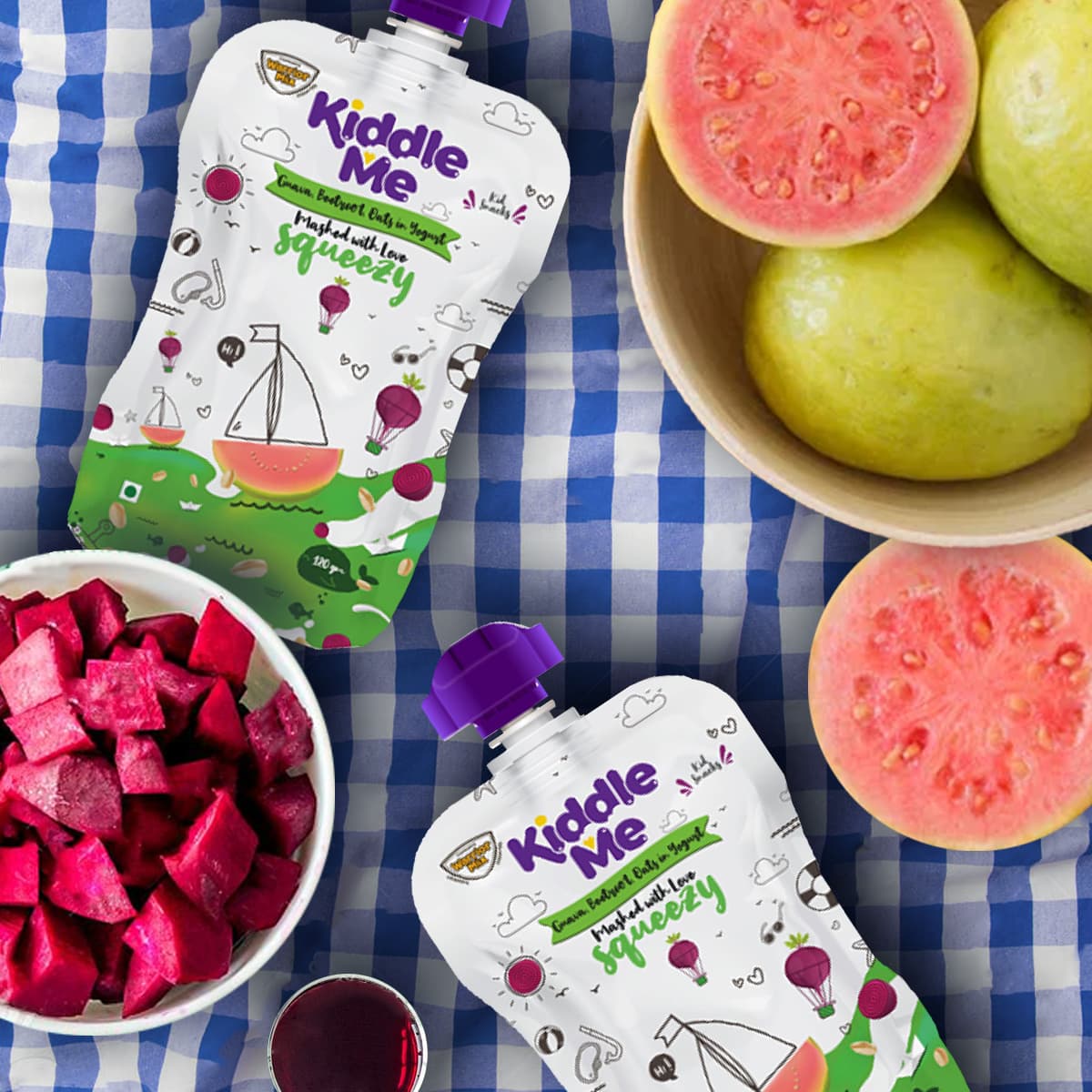 Yogurt Squeezy, Guava, Beetroot & Oats | 120g Each - Pack of 6 – LiL ...