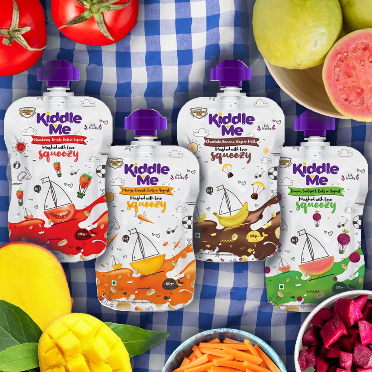 Assorted Yogurt and Milk Squeezy with Fruits, Vegetables and Cereal 12 ...